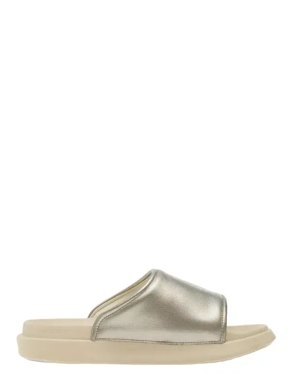 Y3 Metallic-strap Logo-print Slides - Silver