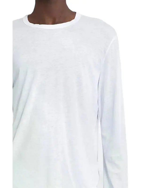 JAMES PERSE Shirttail Hem Crew Long-sleeve Cotton T-shirt - White