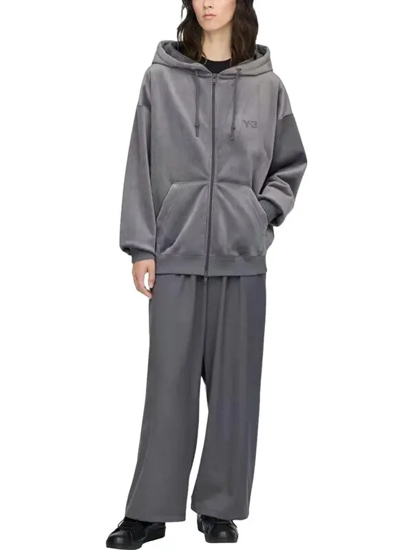 Y3 Velvet Zip-up Hoodie - Grey