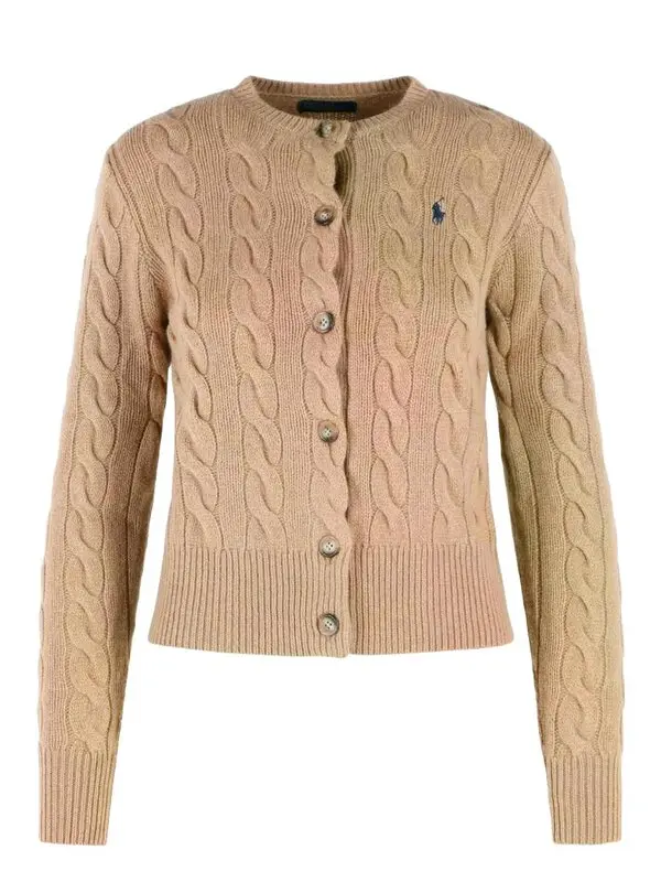 Polo Ralph Lauren Cable-knit Pony-logo Cardigan - Neutrals