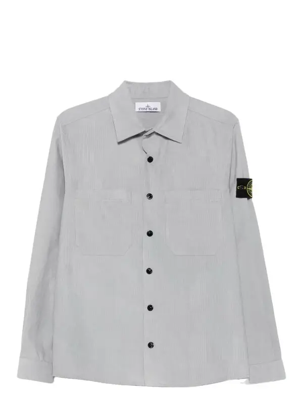 Stone Island Logo-patch Chest-pocket Shirt - Grey