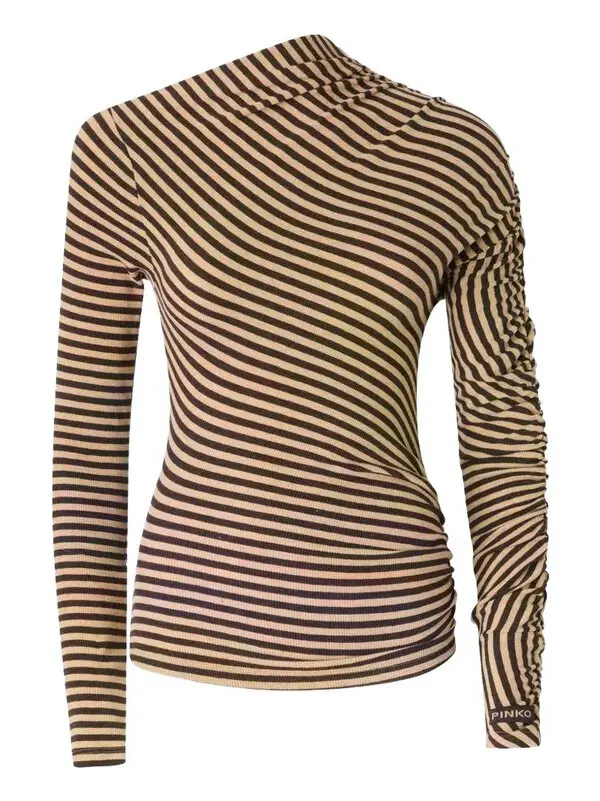 Pinko Striped Ruched-detail Top - Neutrals