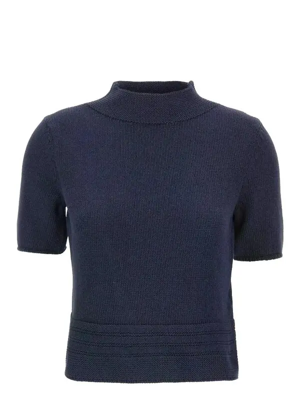 GRAN SASSO Braided Short-sleeve Sweater - Blue