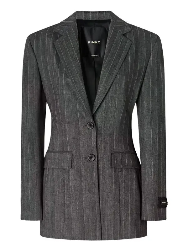 Pinko Pinstripe-pattern Single-breasted Blazer - Grey