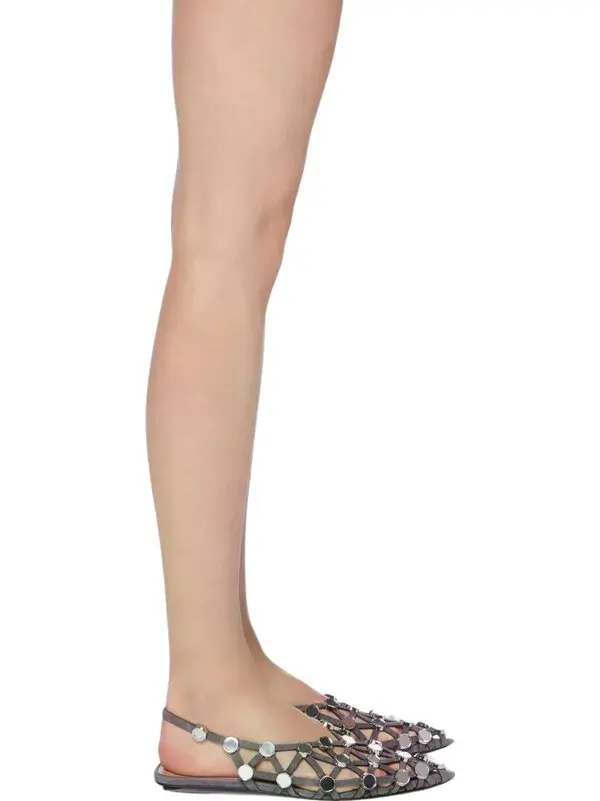 Attico Grid Mirror-embellished Suede Pumps - Grey