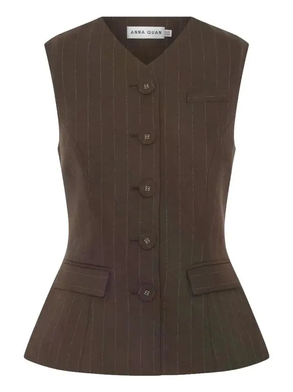 Anna Quan Kendall Pinstripe-pattern Peplum Top - Brown