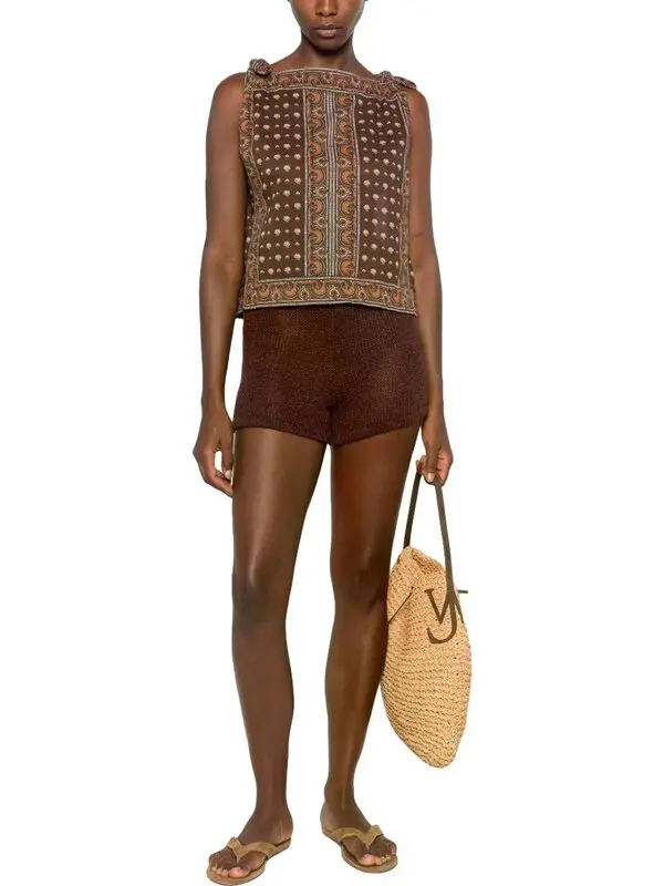 DÔEN Amalia Foulard-print Top - Brown