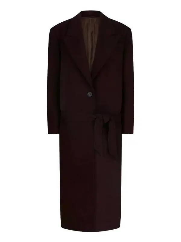 Attico Belted Twill-wool Coat - Red