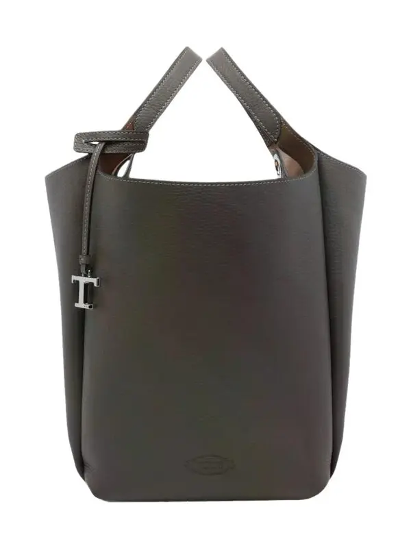 TOD'S Leather Logo-charm Bucket Bag - Grey
