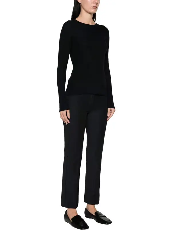 Max Mara Virgin Wool Ribbed Crew Neck T-shirt - Blue