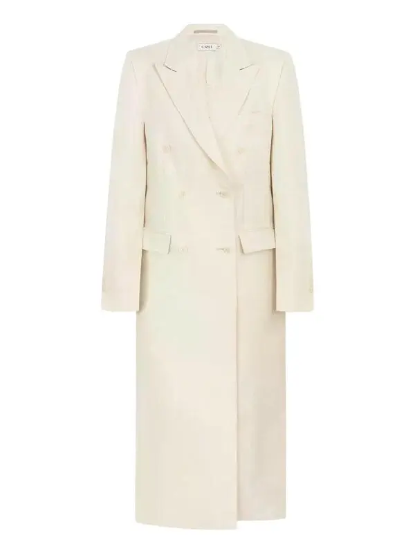 CAYET Rasha Double-breasted Longline Blazer - Neutrals