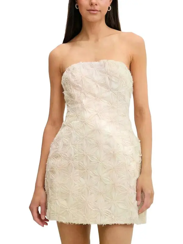 Bardot Karoline Strapless 3d-floral Mini Dress - Neutrals