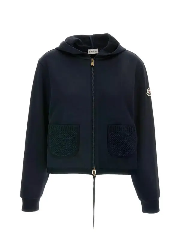 Moncler Logo-patch Zip-up Hoodie - Blue