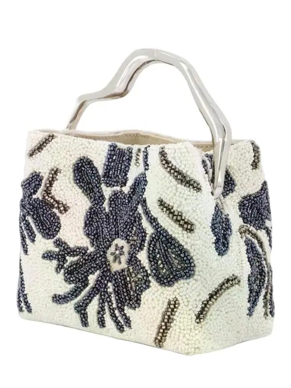 Cult Gaia Mini Solene Beaded Floral-print Handbag - Neutrals