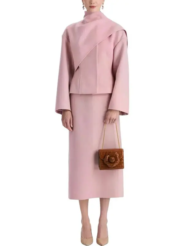 Oscar De La Renta Mini Tro Crocodile-effect Floral-appliqué Cutch Bag - Brown