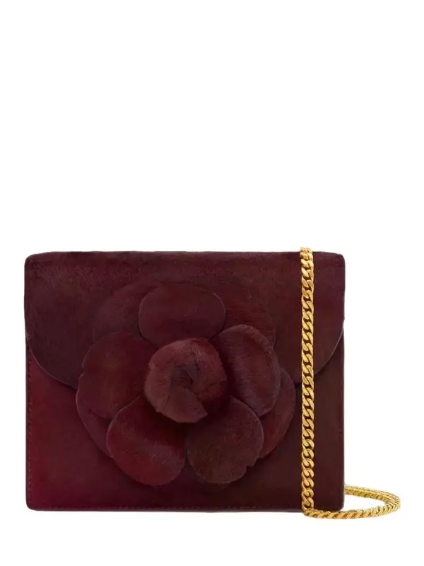 Oscar De La Renta Floral Appliqué Clutch Bag - Red