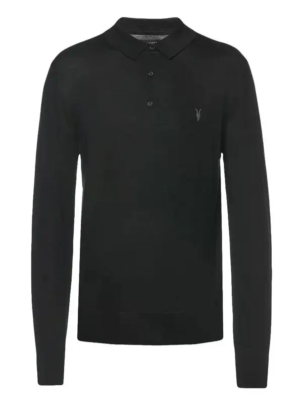 ALLSAINTS Mode Long-sleeved Polo Shirt - Black