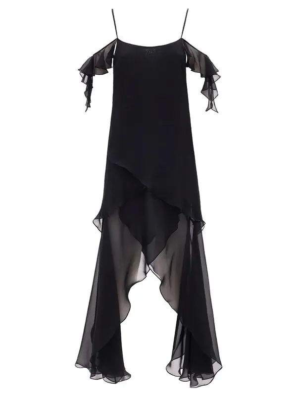 JNSQ (JE NE SAIS QUOI) Jnsq Catarina Silk Chiffon Maxi Dress - Black
