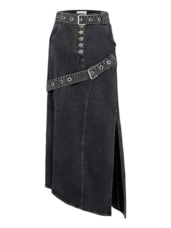 PCFG Your Itch Colorblocked Denim Skirt - Black