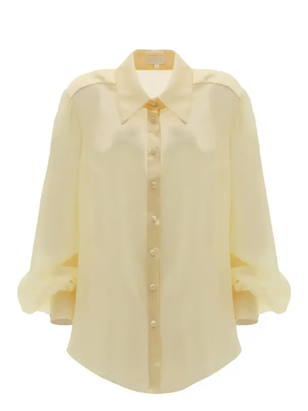 JNSQ (JE NE SAIS QUOI) Chloe Semi-sheer Silk Shirt - Yellow