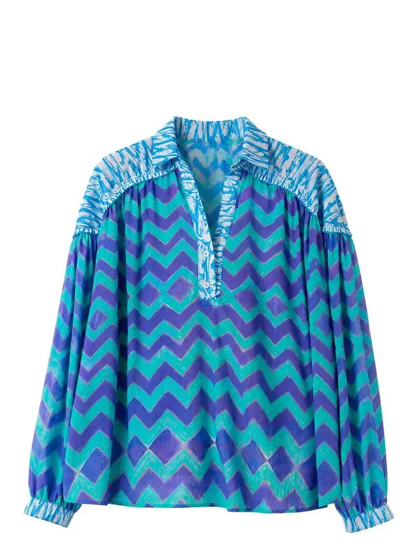 CASA ATELIER BY FERDINANDO FUSCO Blue / White Poseidon Patch Shirt In Cotton - Blue/white