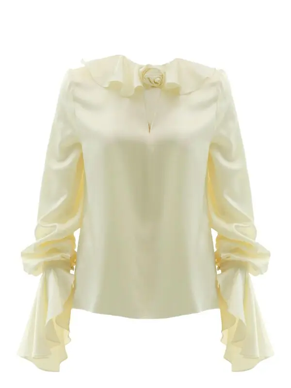 JNSQ (JE NE SAIS QUOI) Marie-antoinette Silk Blouse - White