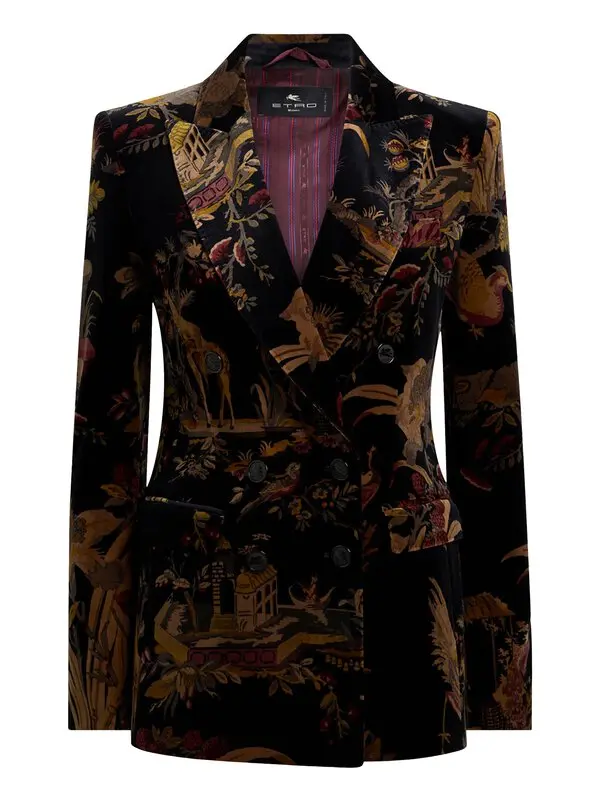 Etro Double-breasted Velvet Jacket - Multi