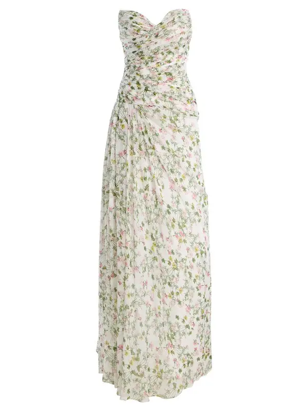Monique Lhuillier Draped Bodice Gown - Multi