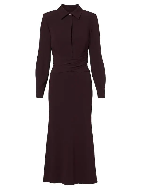 Roland Mouret Draped Crepe Midi Dress - Brown