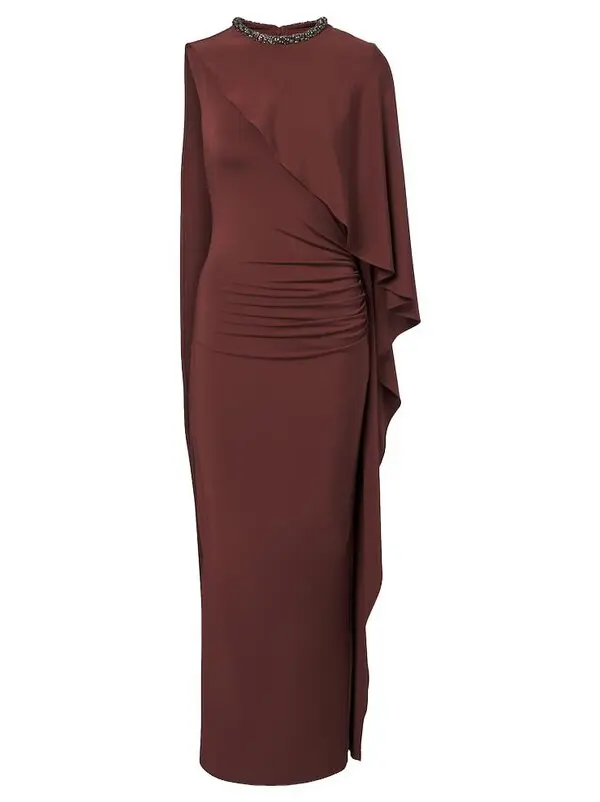 Roland Mouret Crystal-embellished Jersey Maxi Dress - Brown