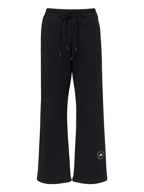 Adidas By Stella McCartney Logo Cotton Wide-leg Sweatpants - Black