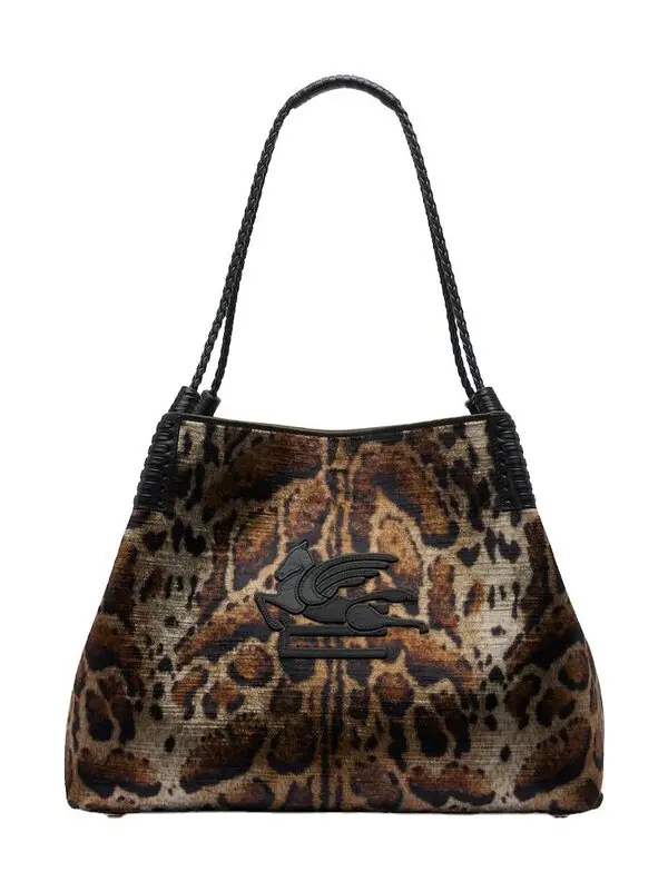 Etro Libra Large Leopard-print Velvet Tote Bag - Multicoloured