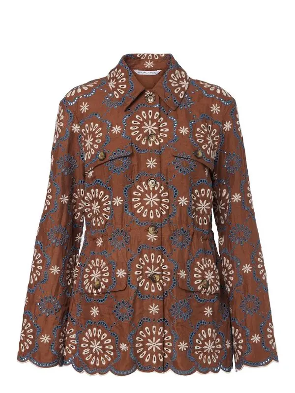 Veronica Beard Kiki Broderie Anglaise Linen Jacket - Multicoloured