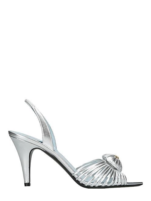 Valentino Garavani Coœur Royal 85 Slingback Metallic Leather Heels - Silver