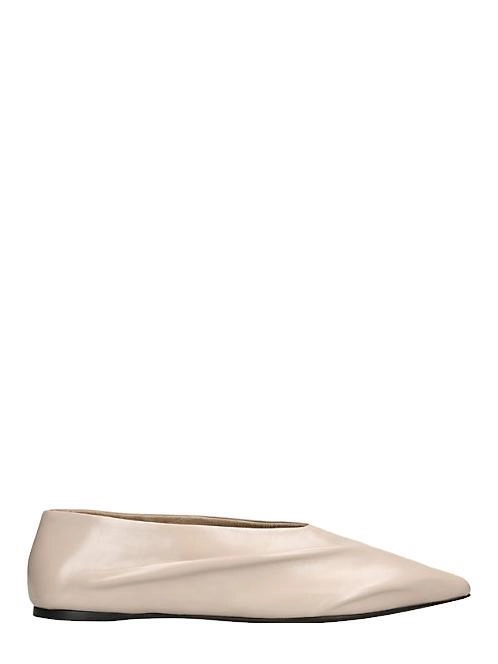 Khaite Miriam Ballerina Glazed Leather Flats - Bone
