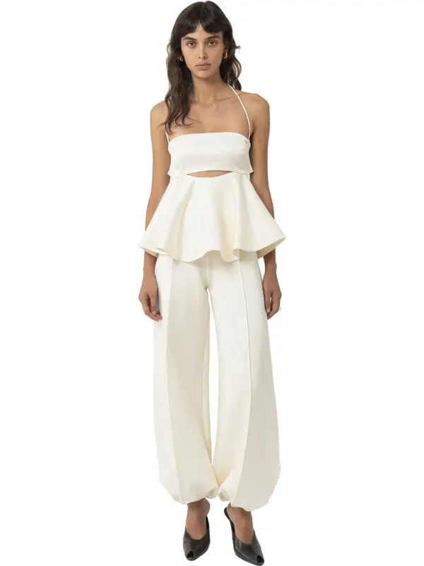 Arakii High Waisted Suit Trousers With Flared Legs - Off-white
