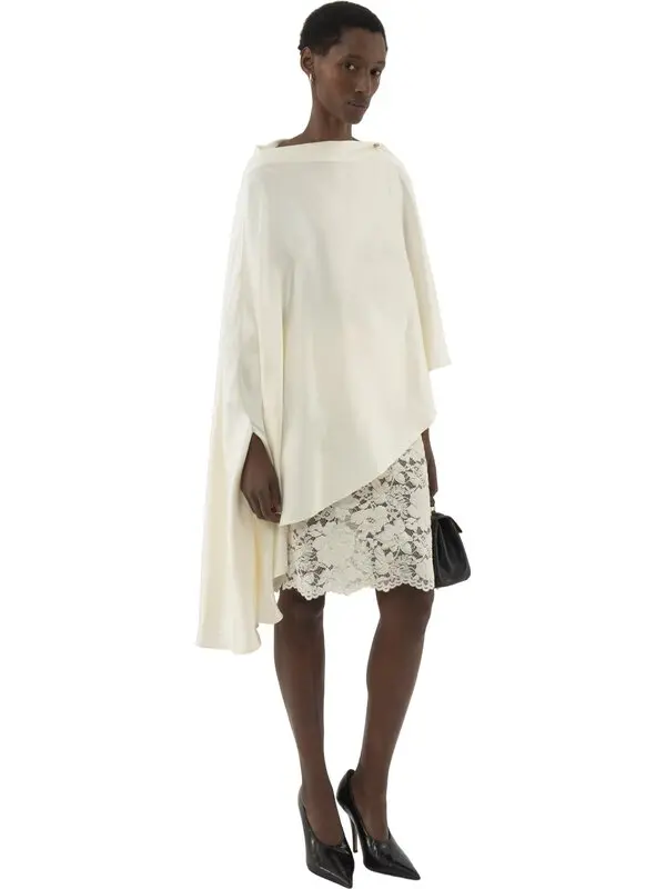 Arakii Poncho Top With Boat Neckline - Off-white