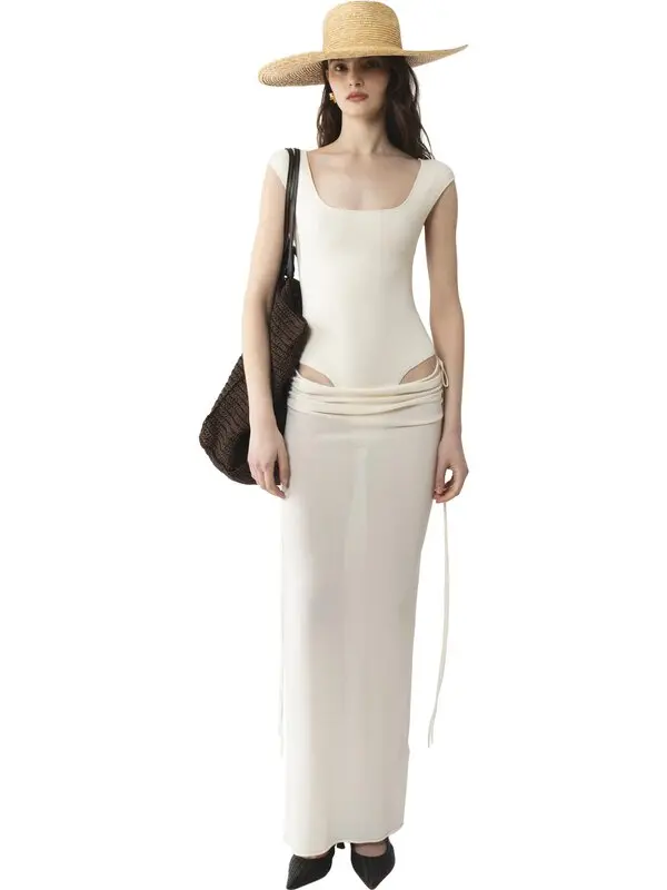 Arakii Draped Cut Out Dress - Off-white