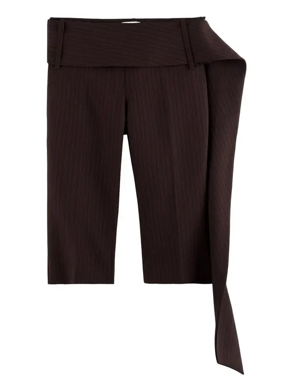 Arakii Wide Belted Capri Pants With Straight Leg And Slit Hem - Burgundy