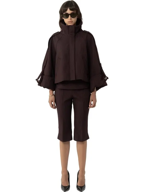 Arakii Short Pleat Jacket - Burgundy