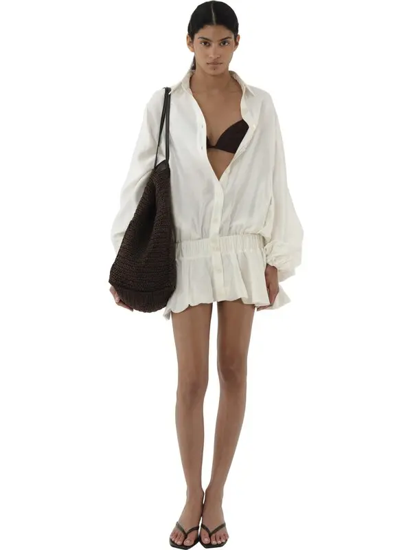 Arakii Balloon Shirt Dress - Off-white