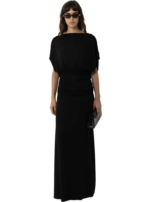 Arakii Jersey Gown With Gathered Waist - Black