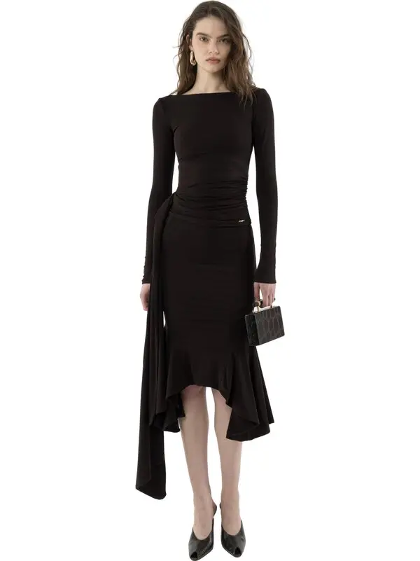 Arakii Jersey Draped Long Sleeve - Dark Brown
