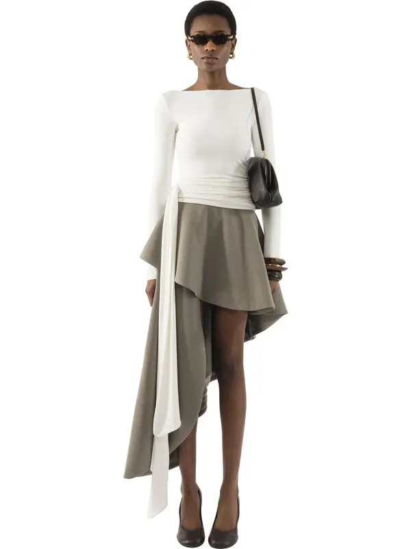 Arakii Jersey Draped Long Sleeve Top - Off-white