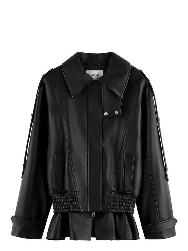 Arakii Leather Biker Jacket - Black