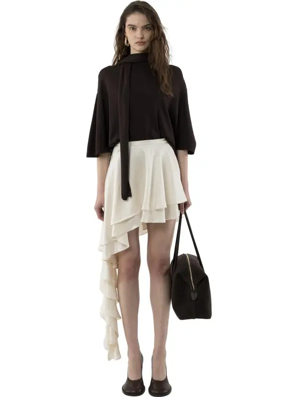 Arakii Asymmetric Viscose Skirt - Off-white