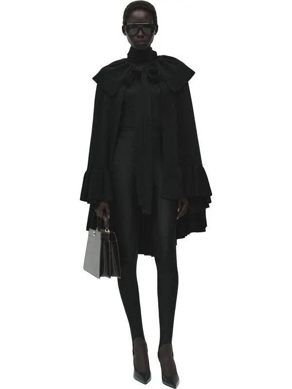 Arakii Knitted Ruffle Cape - Black