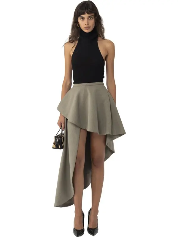 Arakii Asymmetrical Spiral Skirt - Greige
