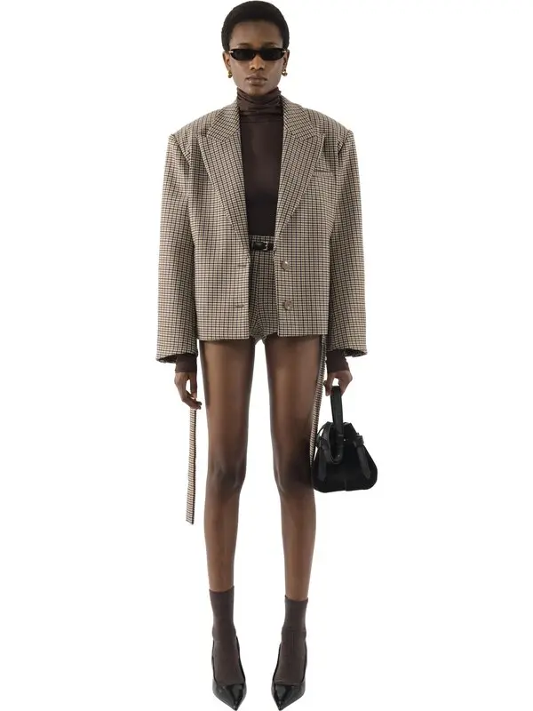 Arakii Checked Belt Jacket - Beige Check