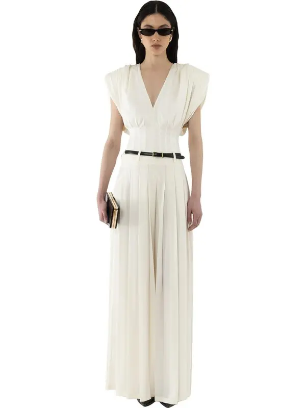 Arakii Pleated Silk Pants - Off-white